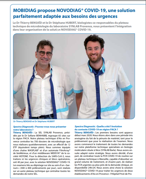 MOBIDIAG propose NOVODIAG® COVID-19, une solution parfaitement adaptée ...